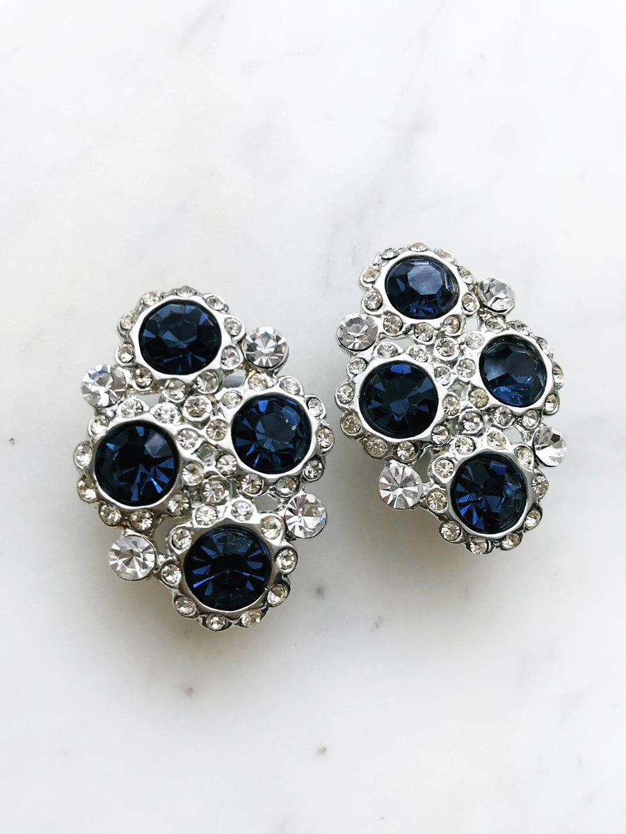 Harper Vintage Sapphire Blue Crystal Clip on Earrings – Carmen Miller ...